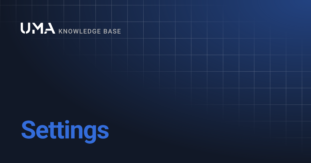 Settings | UMA Knowledgebase